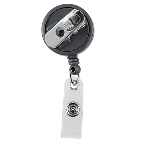 Retractable Gray Badge Reel w/ Swivel Spring Clip-152077GY-UC - EasyBadges