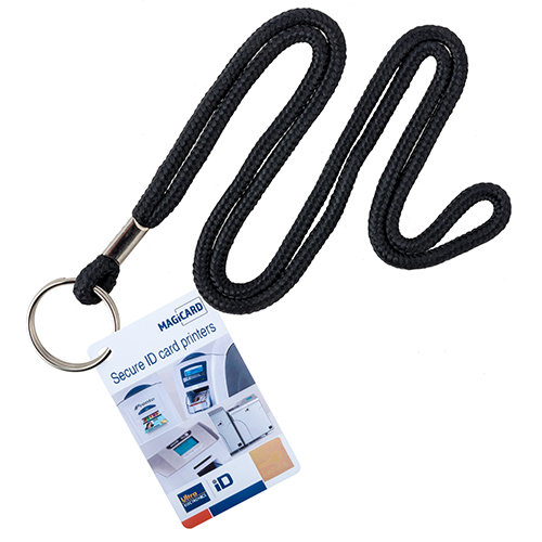 Classic 3/16" Round Black Lanyard w/ Steel Split Ring - Pack of 100 ...