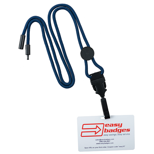 Premium Round Breakaway Navy Blue Lanyard w/ Detachable Plastic Hook ...