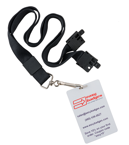 Premium Flat Breakaway 3/4" Lanyard w/ Swivel Hook - 152201BK